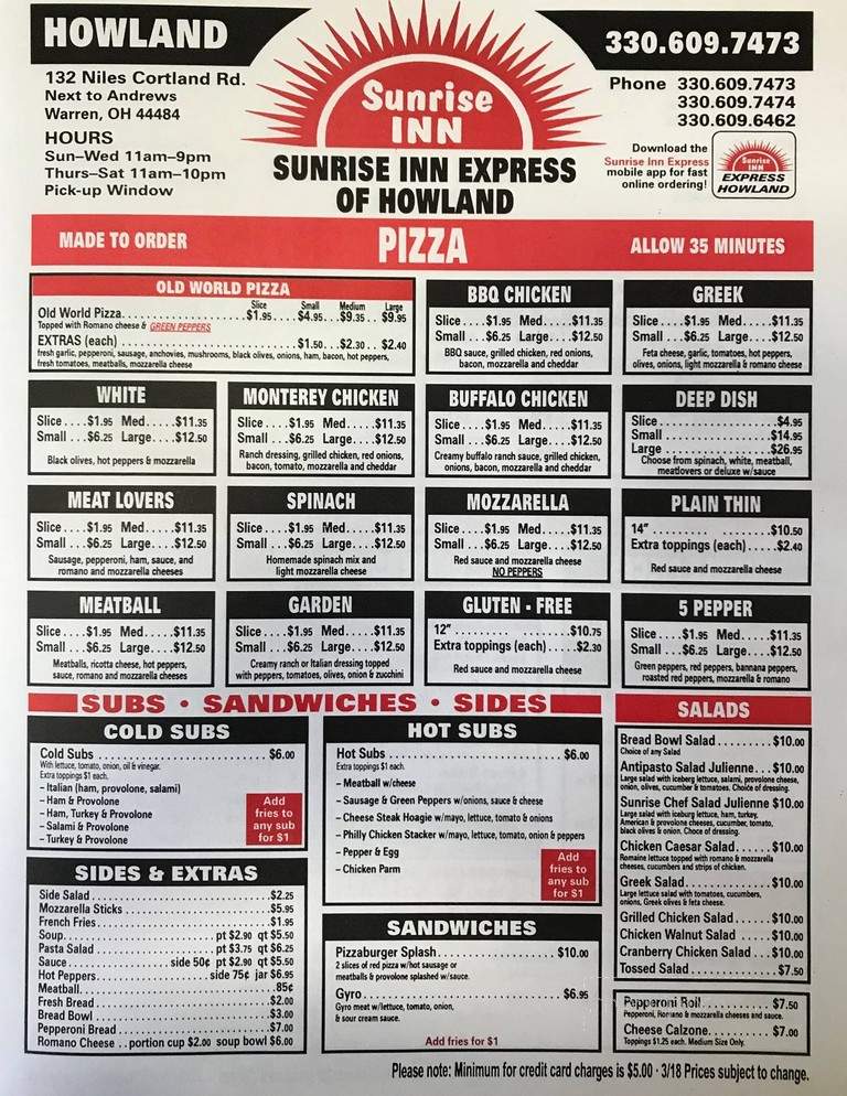 Sunrise Inn Menu in Warren, OH | Order Delivery & Reviews Sunrise Inn Menu in Warren, OH | Order Delivery & Reviews