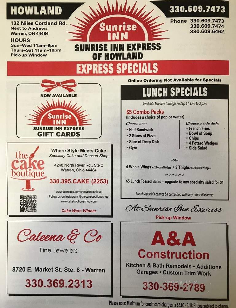 Sunrise Inn Menu in Warren, OH | Order Delivery & Reviews Sunrise Inn Menu in Warren, OH | Order Delivery & Reviews