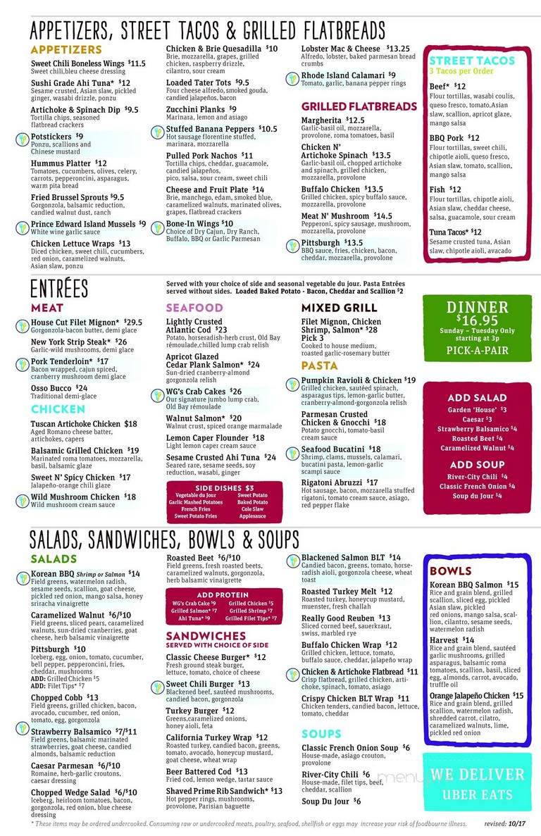 Menu of Walnut Grill in Bridgeville PA 15017