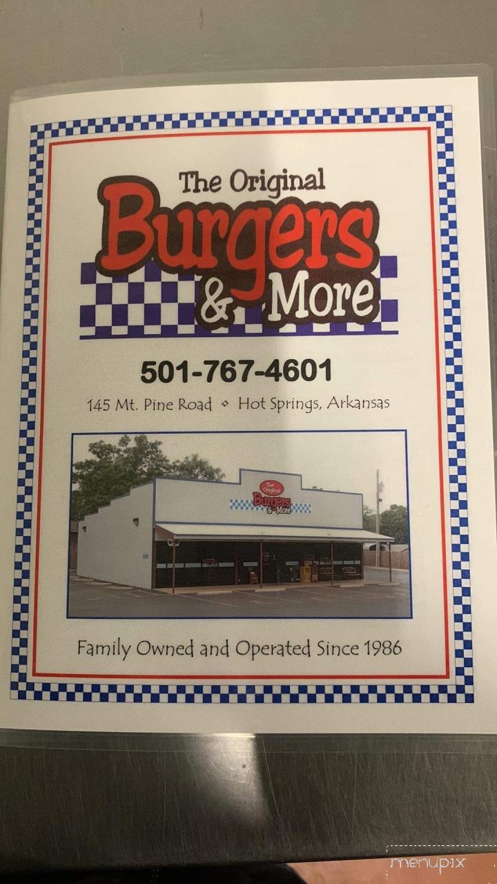 Menu Of Burgers And More In Hot Springs Ar 71913