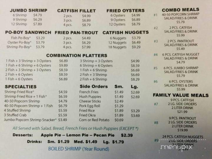 Ellis seafood menu store