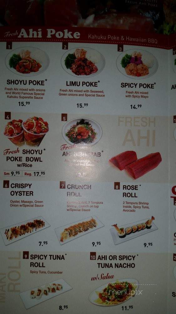 Menu Of Kahuku Poke And Hawaiian Barbecue In Las Vegas Nv 89123