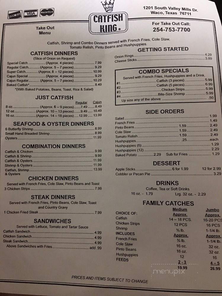 Catfish king menu store