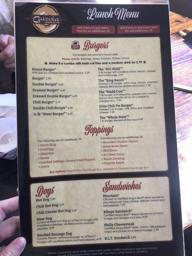 Menu Of Garcia Donuts In Laurel Ms 39440